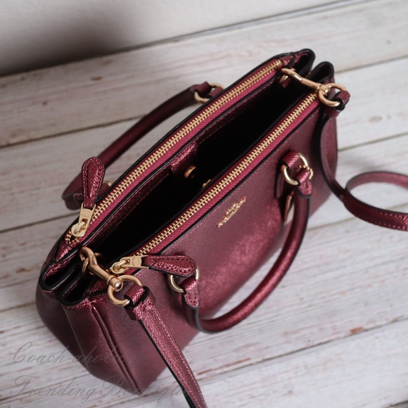 Coach | Bags | Nwt Coach Metallic Leather Mini Surrey Carryall | Poshmark
